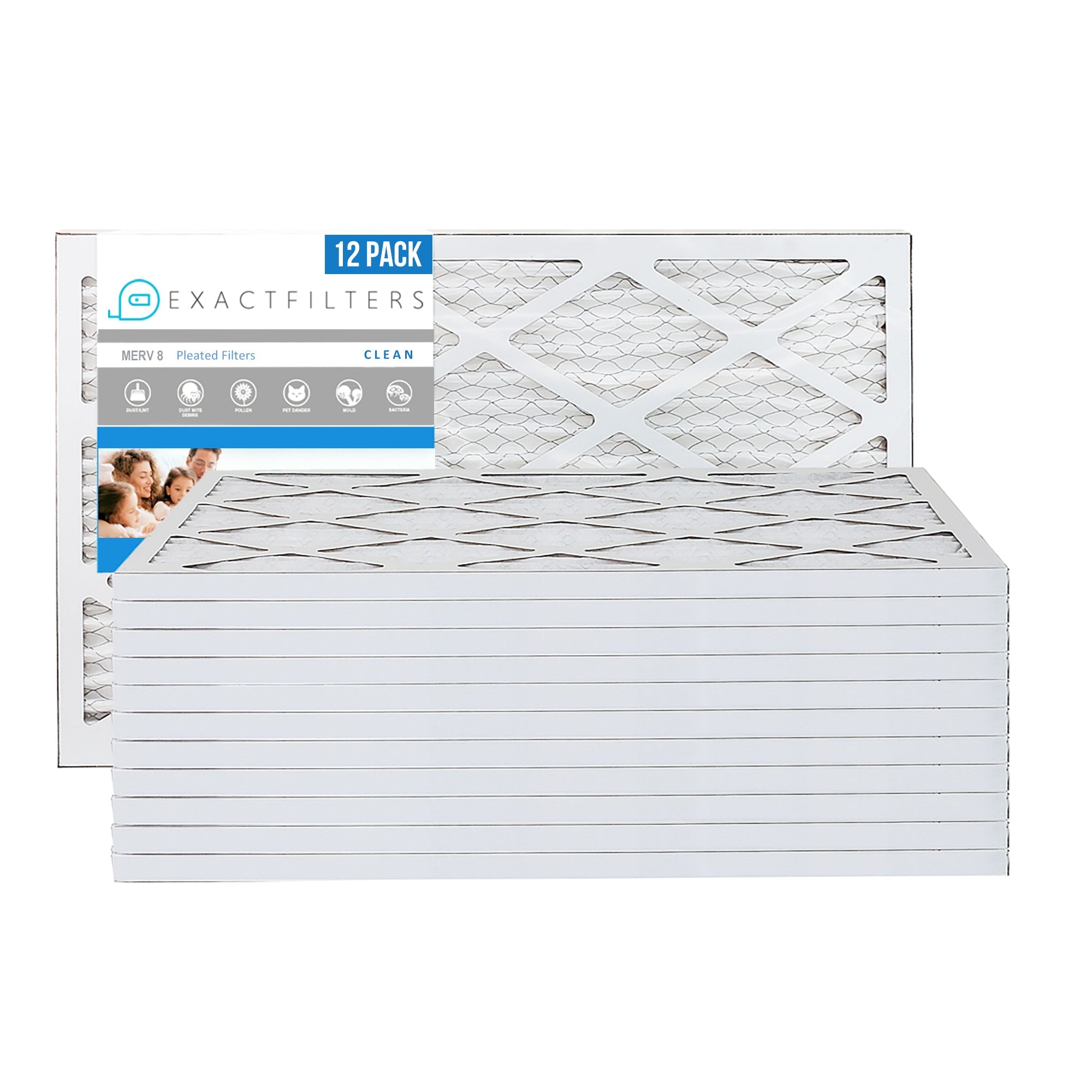 Exact Filters Custom Size Pleated Air Filters MERV 8 (12 pack)